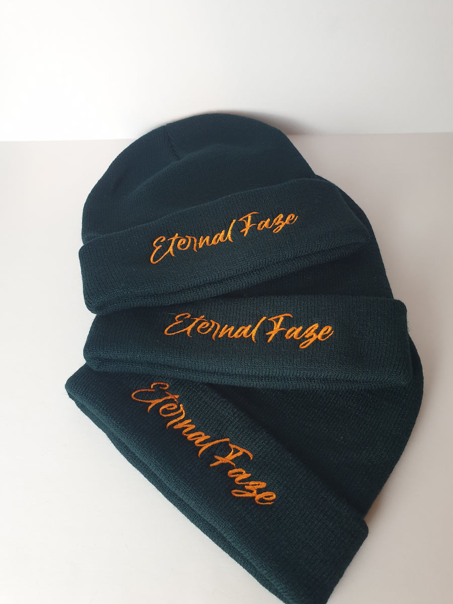 unFAZE'd Beanie - Dark Green/ w Orange Thread – Eternal Faze